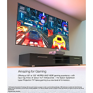 Epson 120” EpiqVision Ultra LS500 Laser Ultra Short Throw Projection TV (120-inch Screen Included), 4000 lumens, 4K PRO-UHD, HDR, Android TV, HDMI 2.0, Built-in Speakers, Sports & Streaming - White