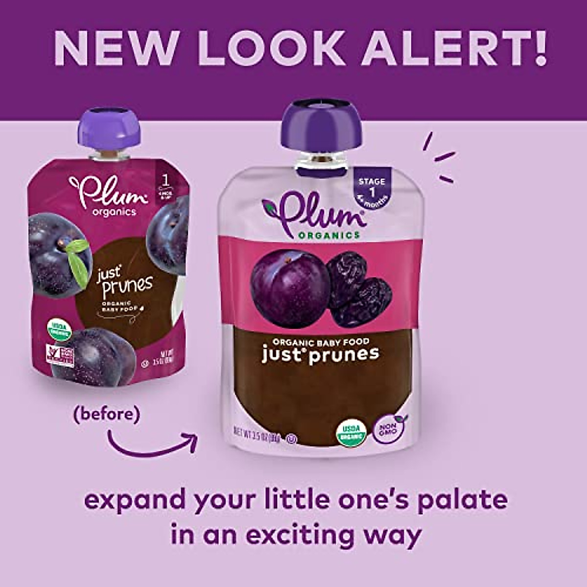 Plum Organics Just Prunes, 3.5 Oz (1 Pack) Packaging May Vary