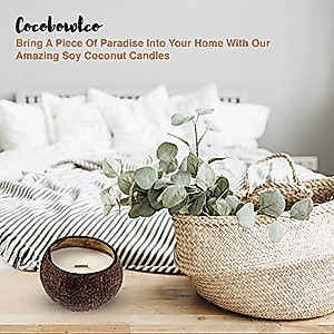 Scented Soy Coconut Shell Candles - Wood Wick Scented Candles Made with Real Coconut Shells (Vanilla)