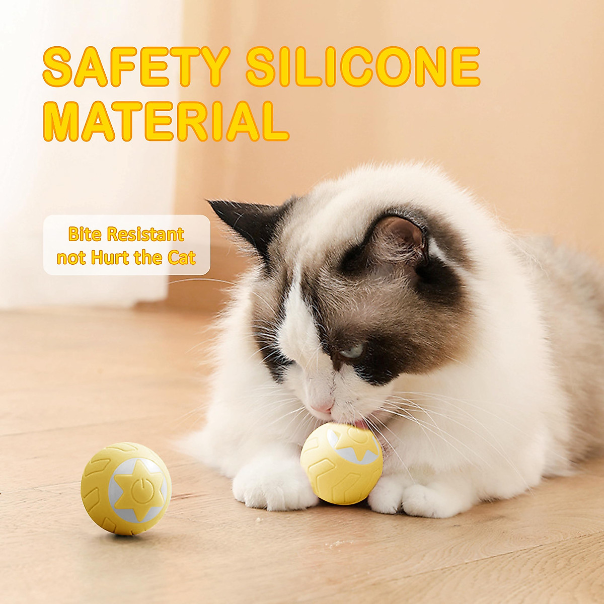 ZALBYUY Interactive Cat Ball Toy, Intelligent Cat Toys with LED Lights, Automatic Moving Rolling Ball for Indoor Cats, Cat Automatic Toy