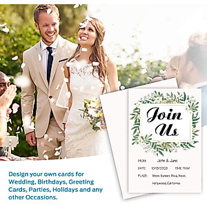 Ohuhu Blank White Cards and Envelopes 50 Pack, 5 x 7 Heavyweight Folded Cardstock and A7 Envelopes for DIY Greeting Cards, Wedding, Birthday, Invitations, Thank You Cards & All Occasion