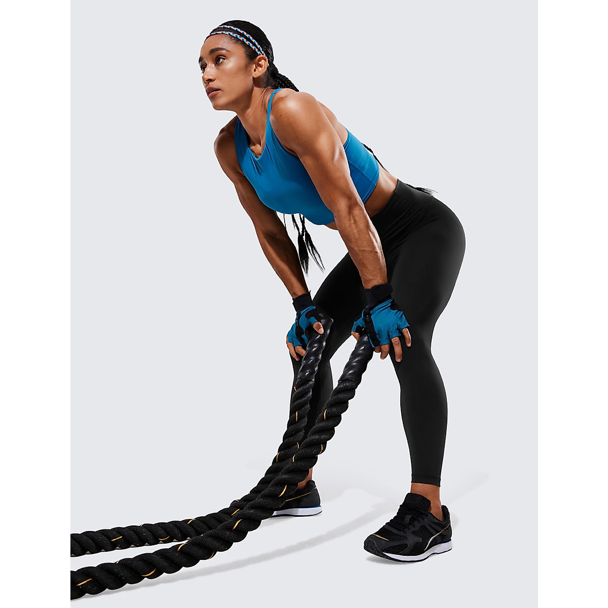 CRZ YOGA Women's Hugged Feeling Compression Leggings 25 Inches - Thick High Waisted Tummy Control Workout Pants Tights Black Small