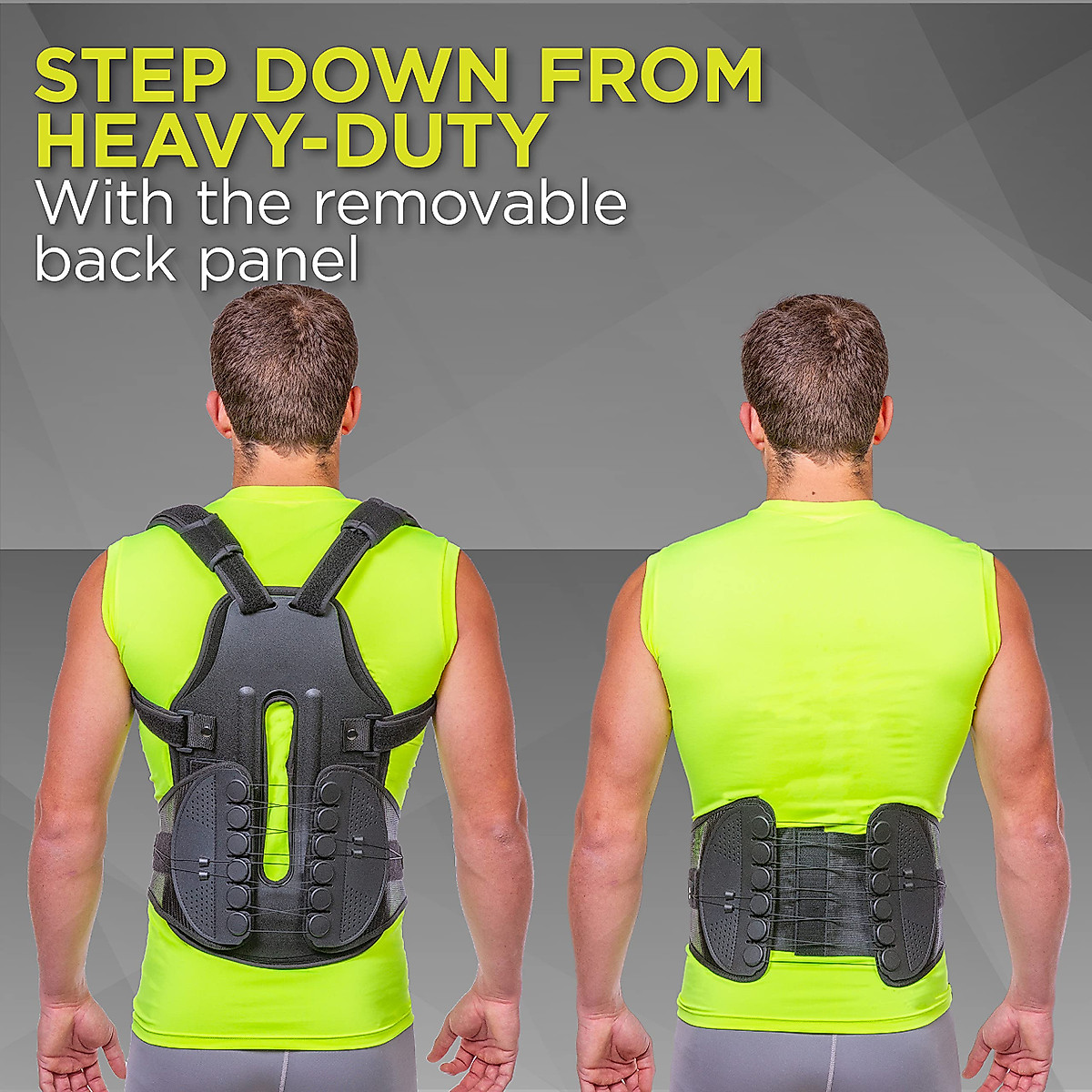 BraceAbility TLSO Full-Body Back Brace Support - Hard Turtle Shell Jacket for Thoracic Kyphosis, Parkinson's Disease, Fractured Spine, Scoliosis, Postural Correction, Post-Surgery Recovery (Large)