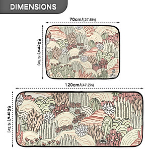ALAZA Cactus Succulents Floral Kitchen Rug Set, 2 Piece Set, Non-Slip Floor Mat for Living Room Bedroom Dorm Home Decor, 19.7 x 27.6 Inch + 19.7 x 47.2 Inch