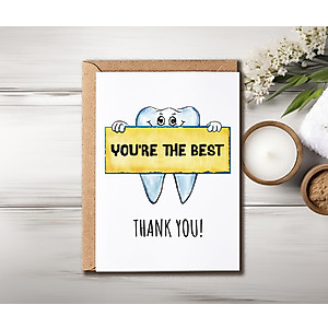 GoGiDesigns Dentist Thank You Card - You Are The Best Funny Card - Cute Tooth Card - Great Appreciation Card - Dental Thank You Card, White