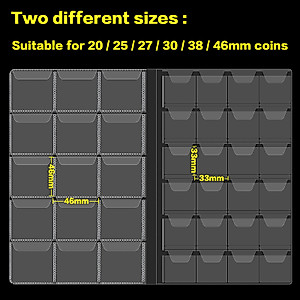 Coin Collection Book Holder Album for Collectors, 300 Pockets Coins Display Storage Case, Collecting Sleeves Organizer Box for Coin Collections Supplies, Money Currency, Pennies, Quarters - Black