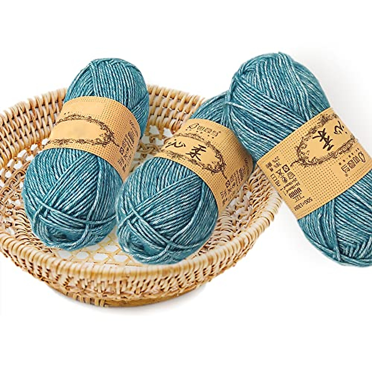 2 Roll Yarn for Knitting Crochet, Velvet Yarn Knitting Yarn Fabric Cloth for DIY Craft Handmade Velvet Coarse Wool Scarf Thread New Year Christmas Gift - Blue, 142 Yards x 2