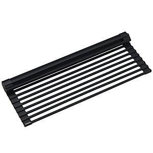 Kraus 20.5 in. Over Sink Roll Up Dish Drying Rack in Jet Black