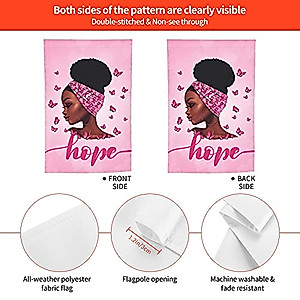 African American Breast Cancer Awareness Garden Flags 12×18 Double Sided Small Banner Sign Decoration Flags For Outside Yard Outdoor Decor