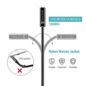 SYNCWIRE Headphone Y Splitter Nylon Braided Extension Cable (3.5mm Male to 2 Female), Headphone Extension Cable (3.5mm Male to Female)