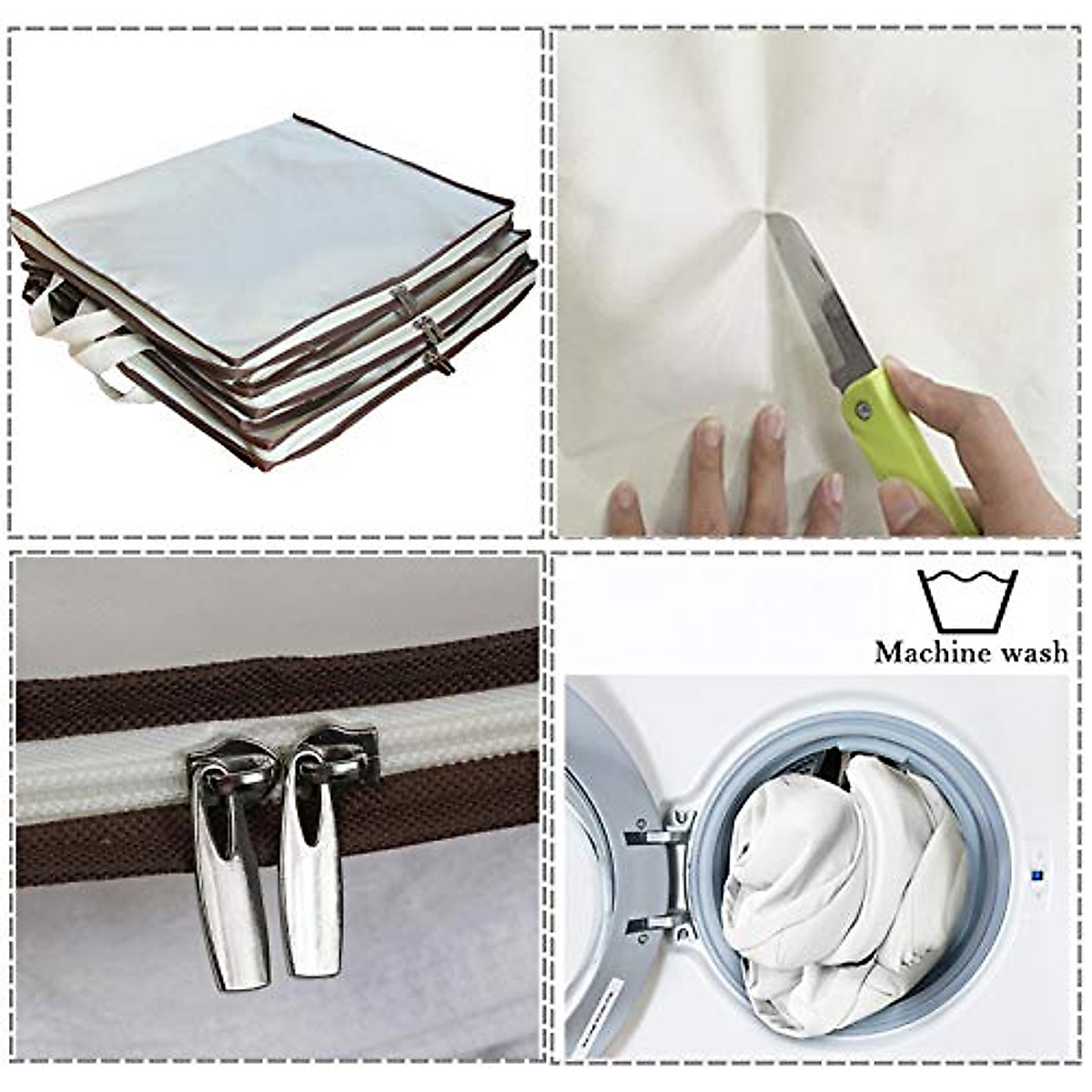 MISSLO Thick Oxford Clothing Organizer Storage Bags for Clothes, Blanket, Comforter, Closet, Medium, 3 Piece Set (Beige)