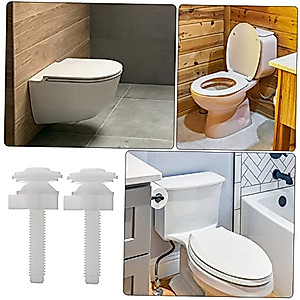 OSALADI Toilet Screws 8 Pcs Toilet Screw Toilet Bowl Seat Toilet Tank Bolts Ground Screw Toilet Hinge Toilet Seat Replacement Screws Plastic White Toilet Seat Cover Screws Water Tank Nut