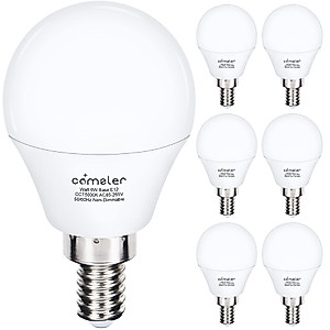 comzler Ceiling Fan Light Bulbs Candelabra LED Bulbs - 60 watt Equivalent, 5000K Daylight White Candelabra E12 Base A15 Small Light Bulbs,600lm,Non-Dimmable, Pack of 6