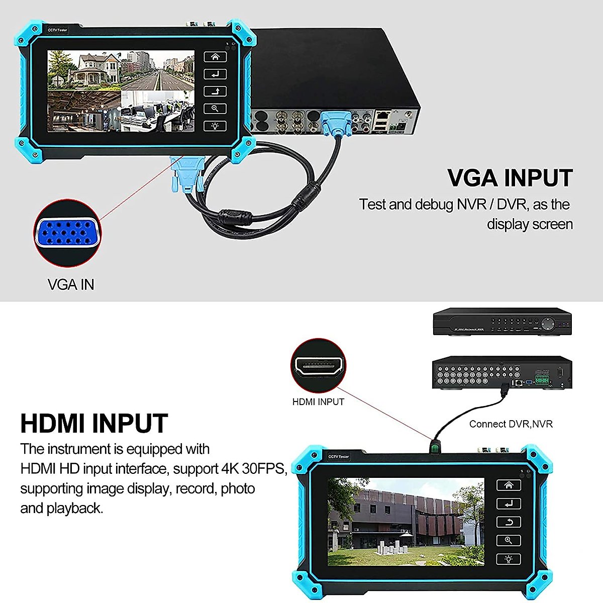Rsrteng IP Camera Tester with Cable Tracer, IPC-5200C Plus 8MP AHD CVI TVI SDI CVBS IP Camera Test 4K HD Display Video Monitor 5.4 inch IPS Touch Screen IPC Tester Support POE PTZ RS485 HDMI & VGA