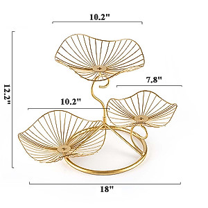 Peifly Gold Fruit Bowl,3-Tier Decorative Fruit Basket Fruit Stand Holder for Kitchen Counter Holder for Vegetables Bread Snack