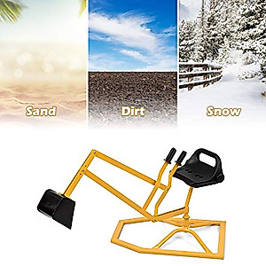 GLACER Sandbox Digger, 360° Rotation Kid Excavator Toy Crane with Base, Steel Outdoor Play Digging Toys for Sand, Dirt, Snow, Beach, Ride on Sand Digger for Kids…