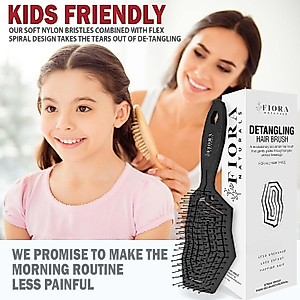 Fiora Naturals Hair Detangling Brush -100% Bio-Friendly Detangler hair brush w/Ultra-soft Bristles- Glide Through Tangles with Ease - For Curly, Fine, Women, Men, Kids, Toddlers, Wet and Dry Hair