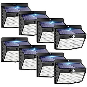 Solar Lights Outdoor, [138 LED/8 Packs] Solar Motion Sensor Security Lights with 3 Lighting Modes Wireless Solar Wall Lights Waterproof Solar Powered Lights Outside for Garden Fence Yard Deck Garage