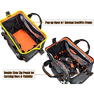 16" Tool Bags, 34-Pockets Tools bag, Heavy Duty tool bag, Open top tool bag, HVAC tool bag, Electrician tool bag, Tool bag organizer, Drill bag, Tool bags for electricians, Tool bags for construction