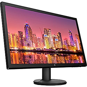 HP V24 24 inch TN Full HD 1920 x 1080 LED Backlit LCD Monitor 2-Pack Bundle with HDMI & VGA Ports, FreeSync, 75Hz Refresh Rate, Low Blue Light, Desk Mount Clamp Dual Monitor Stand, & Mini Speaker
