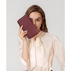 Telena Backpack Purse for Women with Women Wallets Leather Wristlet Wallet Clutch Large Capacity Organizer Ladies Wristlet Purse Fuchsia