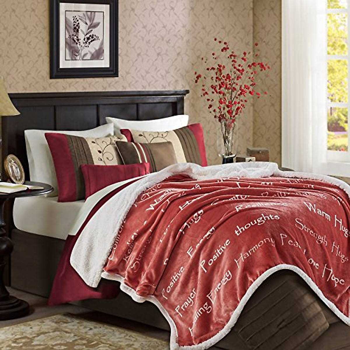 Chanasya and Healing Hugs Gift Throw Blanket Set - Sympathy, Warm Postive Thoughts, Courage and Strength - 5-Piece Combo Pack (Blanket, Neck Pillow, Eye Mask, Tote Bag and Socks) Rose Tan