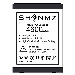 SHENMZ for LG V20 Battery, 4600mAh [2025 New Upgrade] High Capacity Replacement Battery for LG Stylo 3/ Stylo 3 Plus H918 H910 LS997 US996 VS995 V995 BL-44E1F Spare Battery