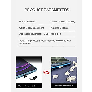 Gavemi USB C Dust Plug, for Phone USB Type C Port Dust Cover Cap, 2 Pack (Black)