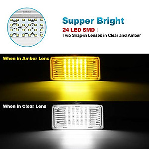 Partsam Rectangle LED RV Porch Light with On/Off Switch, RV Exterior Utility Light Lighting Fixture Cover Replacement for RVs Motorhome Campers, 12V, 5th Wheels, Clear and Amber Lenses Removable