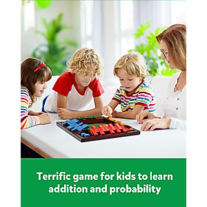 Coogam Shut The Box Dice Game Wooden Board Math Number Game Family Pub Bar 1-4 Players with 10 Colored Dice for Adults Kids