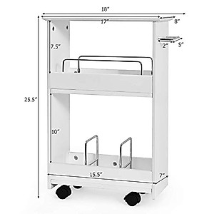 ARLIME 3 Tier Bathroom Storage Cart, Wooden Rolling Storage Cabinet w/ Towel Rack and Side Handle, Lockable Wheel, Side Storage Organizer for Bathroom Kitchen Laundry