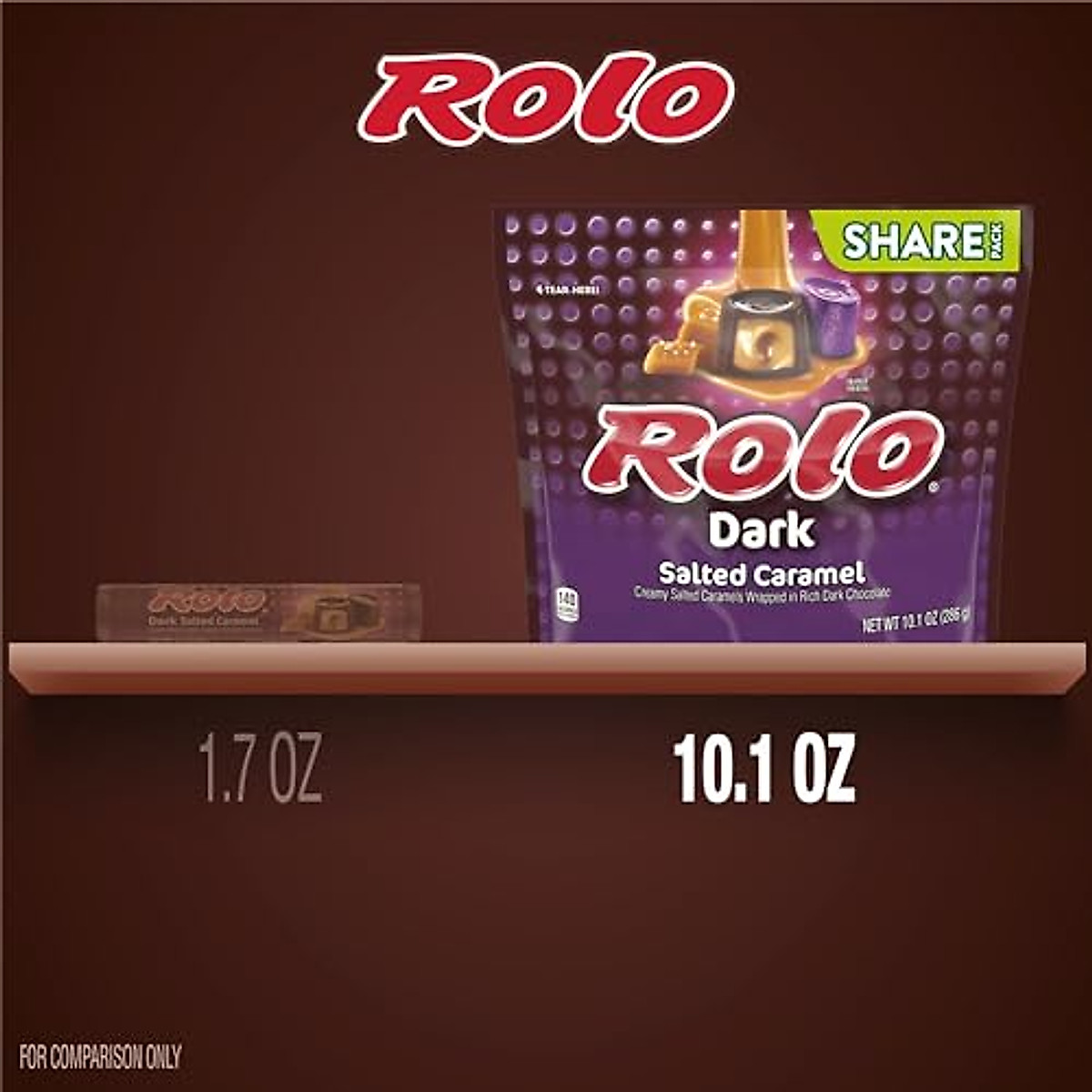 ROLO Creamy Salted Caramels Wrapped in Dark Chocolate Candy, Gluten Free, Individually Wrapped, 10.1 oz Share Pack