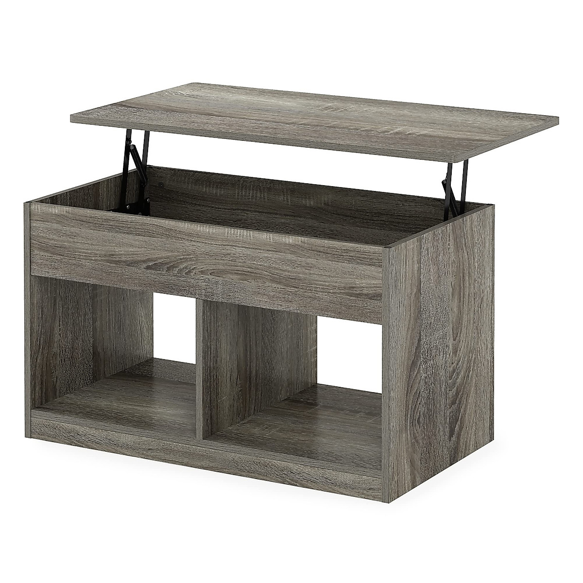 Furinno Jensen Living Room Lift Top Coffee Table with Hidden Compartment, French Oak Grey