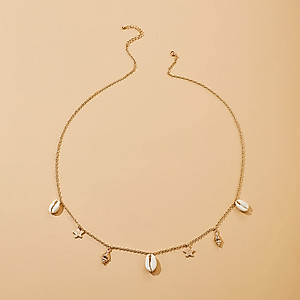 YienDoo Sexy Seashell Waist Chain Boho Star Shell Conch Pendant Body Chain Bikini Chain Belly Chain Belt Chain Stomach Chain Fashion Gold Body Jewelry Chain Gifts for Women and Girls