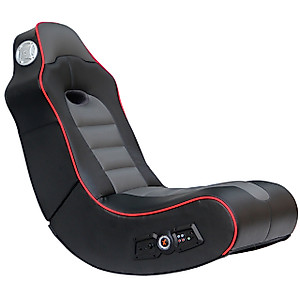 X Rocker Surge Video Gaming Floor Chair with Built-In Wireless Bluetooth Audio, Foldable, Padded Backrest, Faux Leather, 275 lbs Max, Black and Red