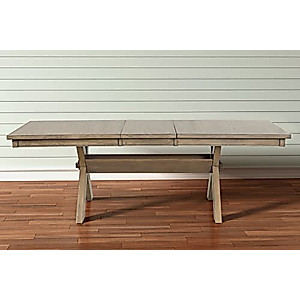 Roundhill Furniture Raven Wood Trestle Extendable Dining Table with Leaf, Glazed Pine Brown