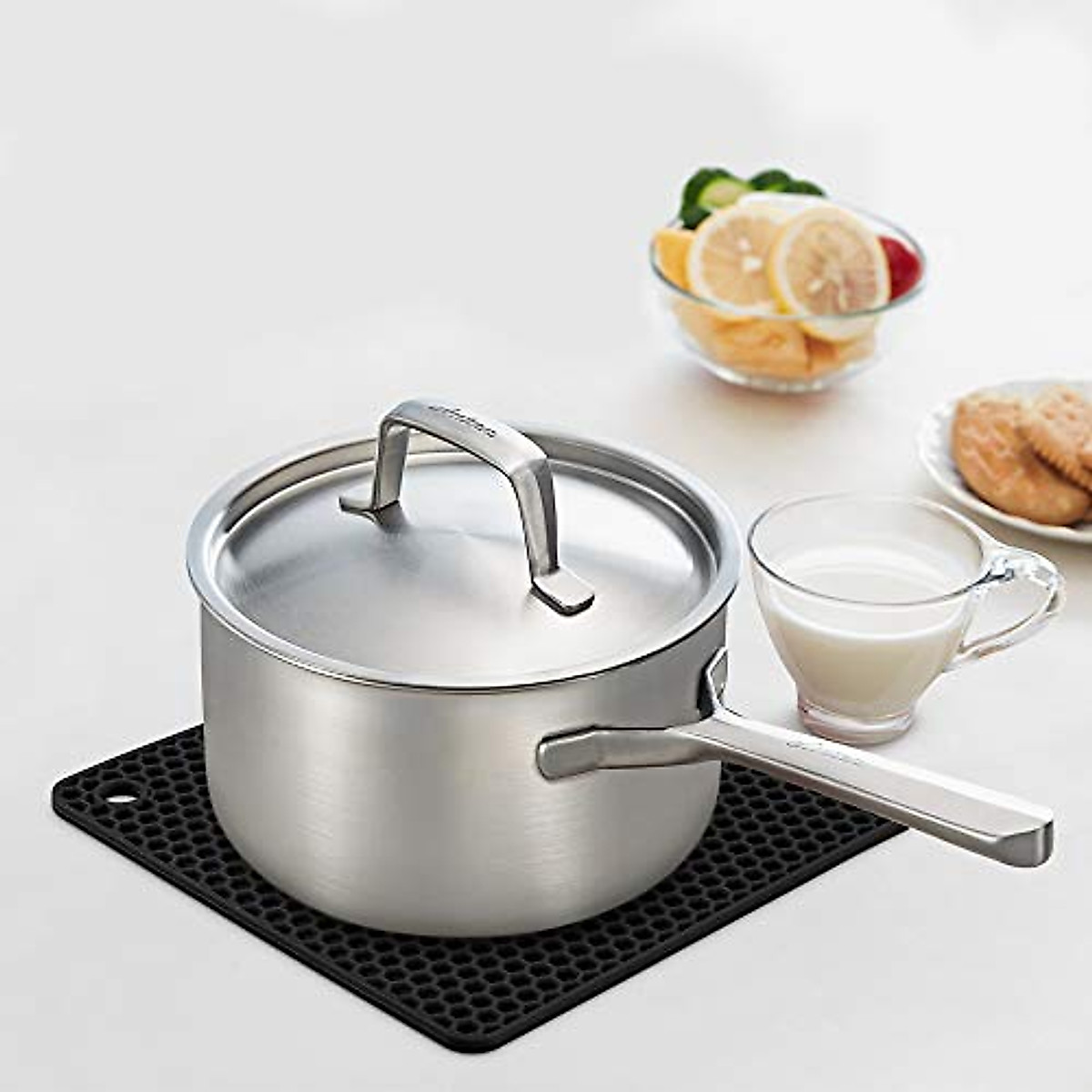 Silicone Trivet Mats Hot Mat - Hot Pads Durable Non Slip Coasters Heat Resistant Mats (Black)