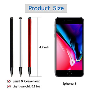 Capacitive and Resistive Stylus Pen, Rubber Nib & Hard Tip 2 in 1 Series, Fine Point Stylus Tip,High Sensitivity Precision,Universal for Samsung Galaxy and Other Android Touch Screen(3 Pieces)