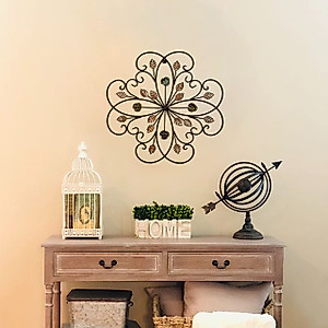 Remenna Metal Wall Art- Metal Flower Scroll Wall Art Decor Rustic Wall Decor for Bedroom Bathroom Living room Outdoor Garden… (Flower Scroll Wall Art)