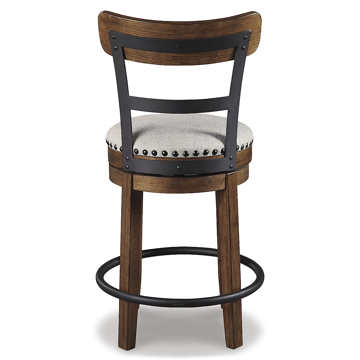 Signature Design by Ashley Valebeck Rustic Farmhouse 24.5” Counter Height Swivel Bar Stool, Brown