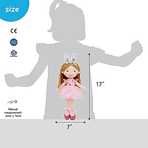 June Garden 16" Enchanted Garden Fairy Doll Brielle - Plush Stuffed Soft Bunny Doll Girl Easter Gift - Pink Dress
