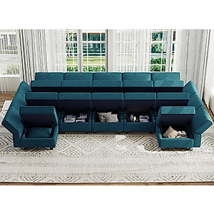 Belffin Modular Sleeper Sofa Sectional Couch Oversized U Shaped Sofa with Storage Convertible Sofa Set Large Sectional Sofa Peacock Blue