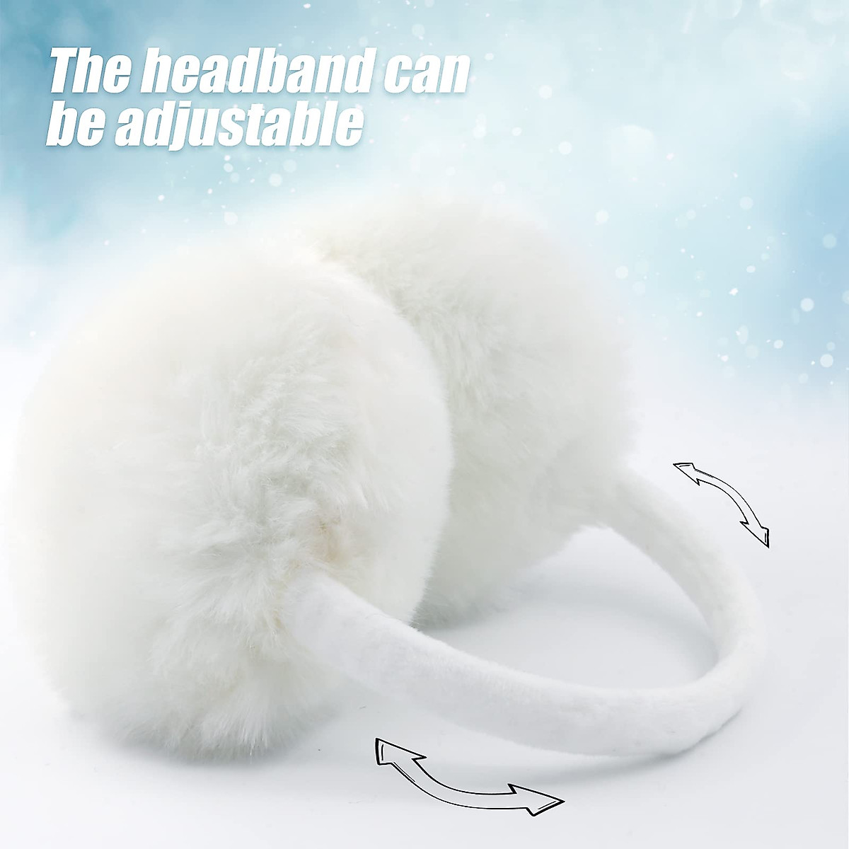 FSTEOE Winter Ear Muffs Women Warm Earmuffs Girls Ear Warmer Soft Plush Outdoor Plush Adjustable Ear Cover (White)
