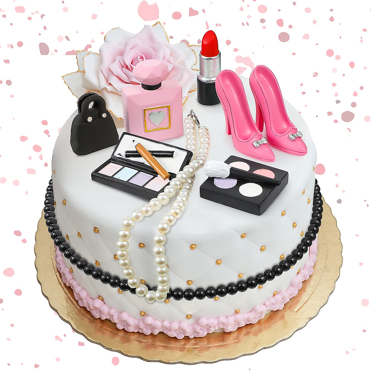 10 Pcs Makeup Cake Topper Cosmetics Birthday Makeup Cake Decorations 3D Resin Bridal Shower Cake Topper Lipstick Perfume Eye Shadow Blush Spa Theme Party Supplies for Girls Women Makeup Birthday Party