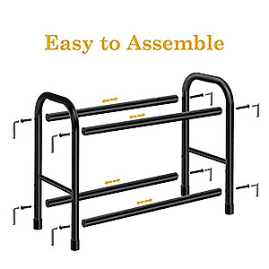 YAWSOUP 2-Tier Expandable Shoe Rack Adjustable Shoe Organizer Stainless Steel Shoe Storage Rack For Entrance Closet Doorway Garage Dorm (Black)