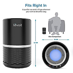 LEVOIT Air Purifiers for Home, HEPA Filter for Smoke, Dust and Pollen in Bedroom, Ozone Free, Filtration System Odor Eliminators for Office with Optional Night Light, 1 Pack, Black