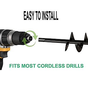 Auger Drill Bit for Planting 3 Pack - with Extension - Garden Tools Spiral Hole Drill Planter for Bulb Planting, Fence Post, Umbrella Holes - 3/8'' Hex Drive Drill - Gardening, Hole Digger Yard Tools