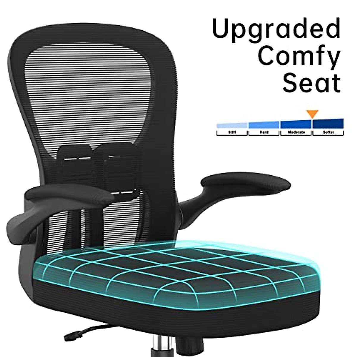 YONISEE Desk Chair - Ergonomic Office Chair Swivel Computer Chair with Flip-up Armrest, Adjustable Lumbar Support, Height Tilting Adjustment, Home Office Desk Chairs Mesh Task Rocking Executive Chair