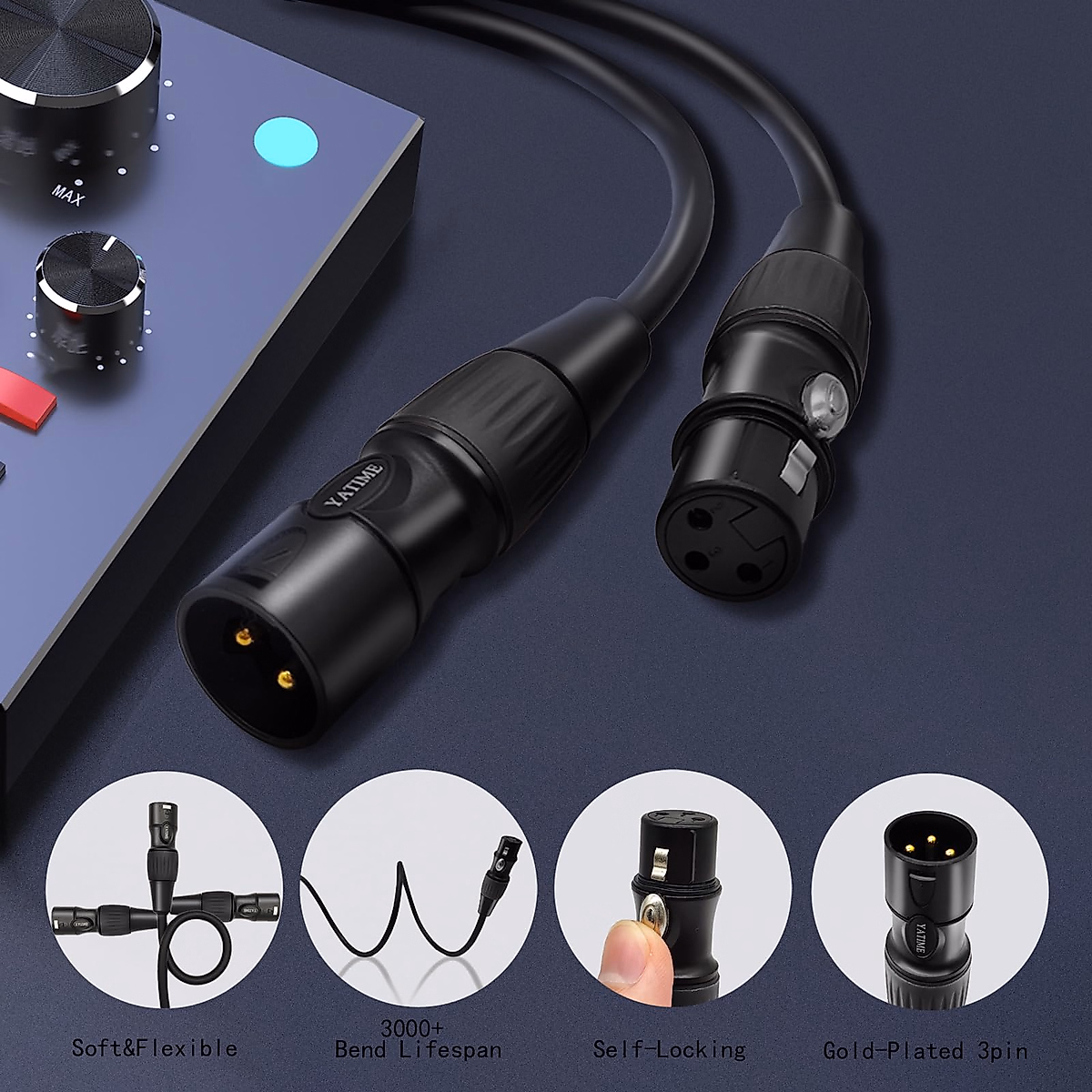 Yatime 100ft XLR Microphone Cable - Oxygen-Free Copper (OFC) Male to Female Balanced XLR Mic Cable