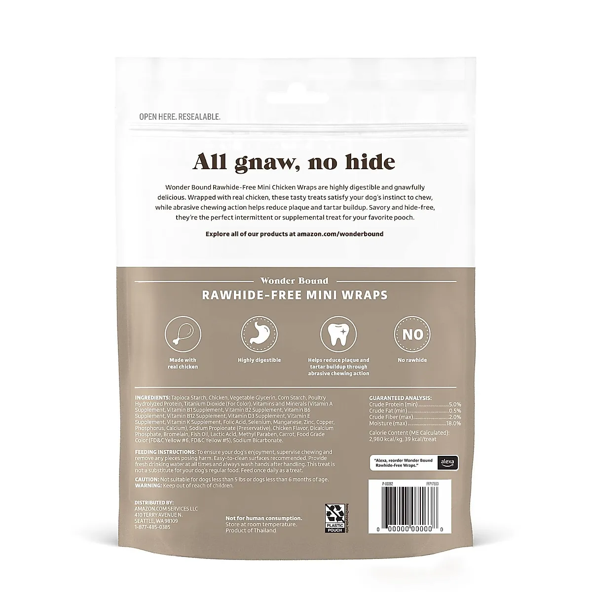 Wonder Bound Chicken Wrapped Mini Sticks - 15 Count - Rawhide-Free Dog Treats, Dental Health Chews for Plaque & Tartar Control, Easy to Digest, Long-Lasting